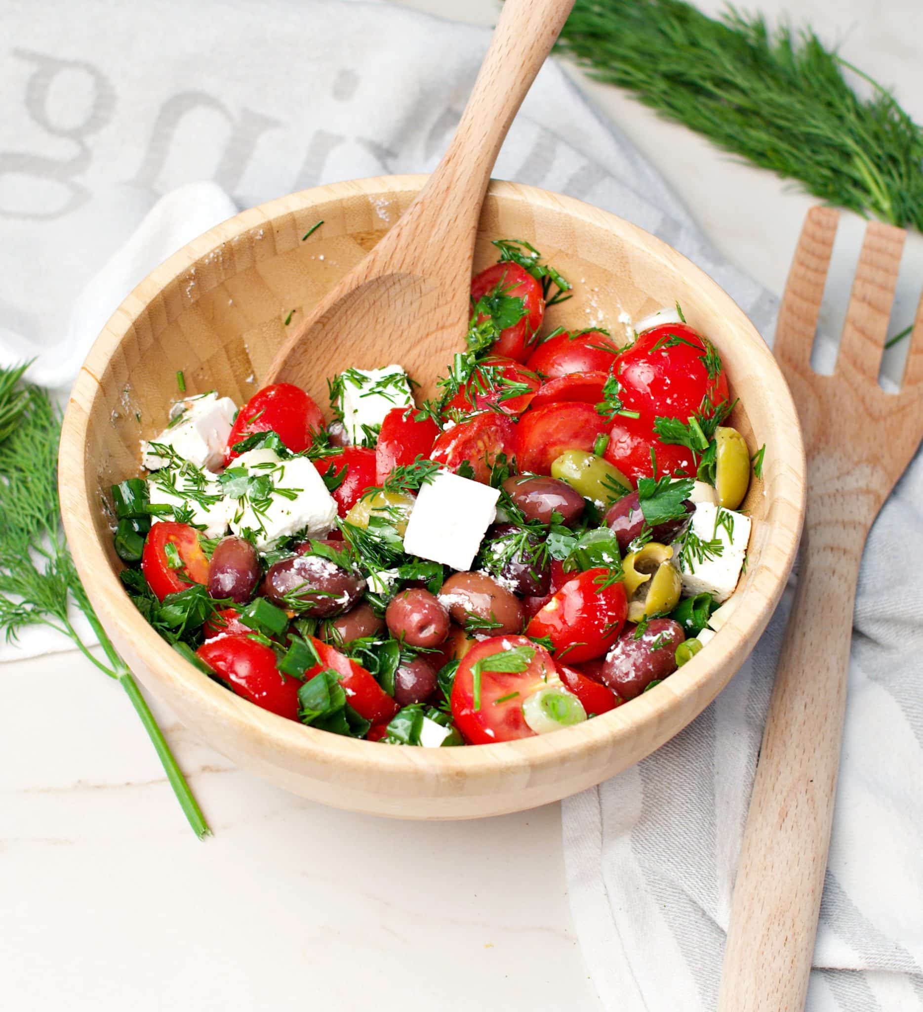 Colorful Tomato Feta & Olives Salad - Delice Recipes