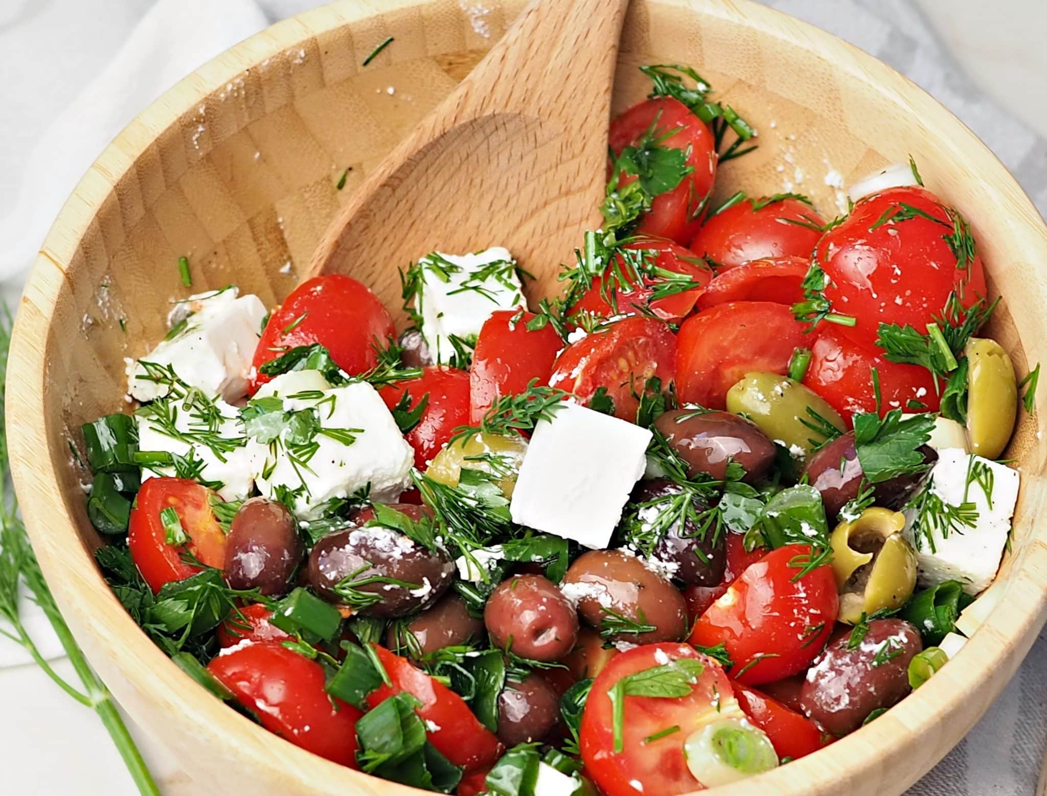 Colorful Tomato Feta & Olives Salad - Delice Recipes