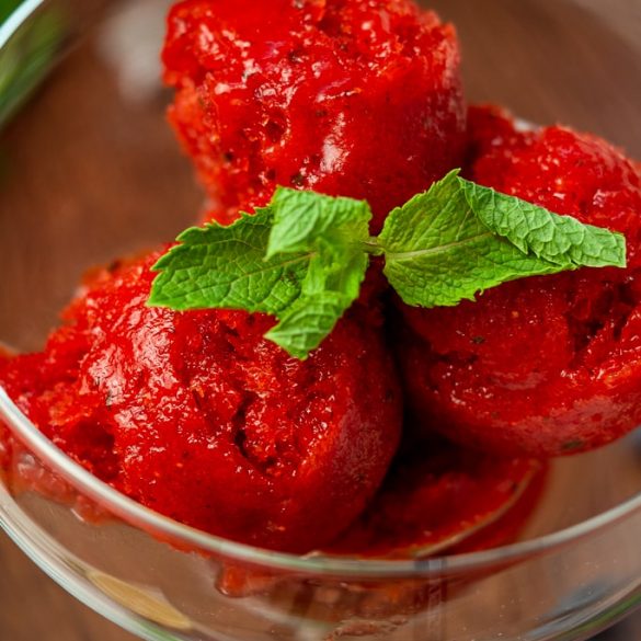Refreshing Strawberry Basil Sorbet - Delice Recipes
