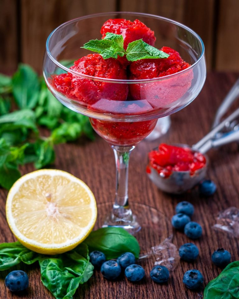 Refreshing Strawberry Basil Sorbet - Delice Recipes