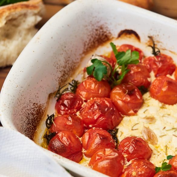 Mediterranean Baked Feta Cheese With Tomatoes - Bouyourdi - Delice Recipes