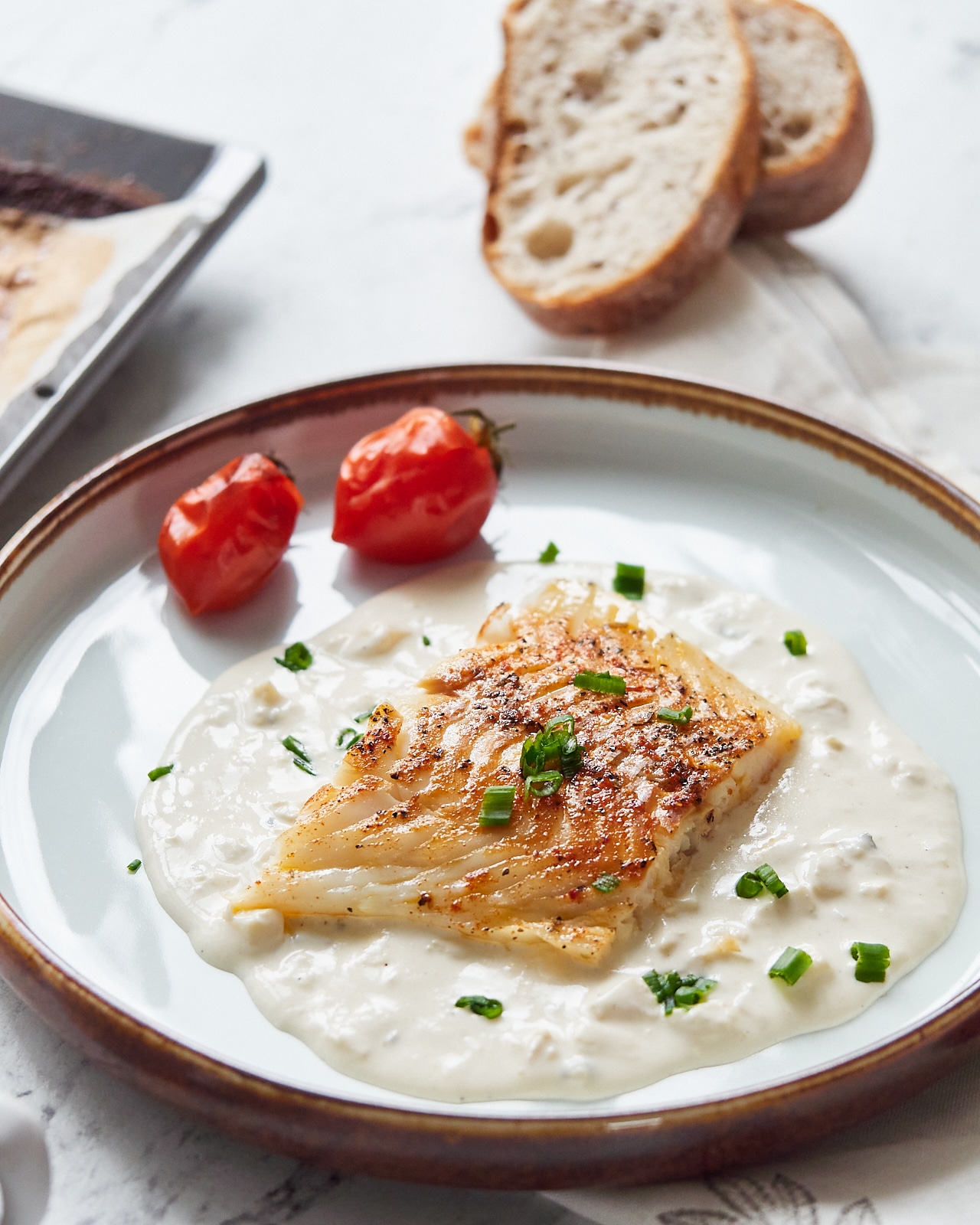 Baked Cod Fillet with Blue Cheese Sauce - Delice Recipes