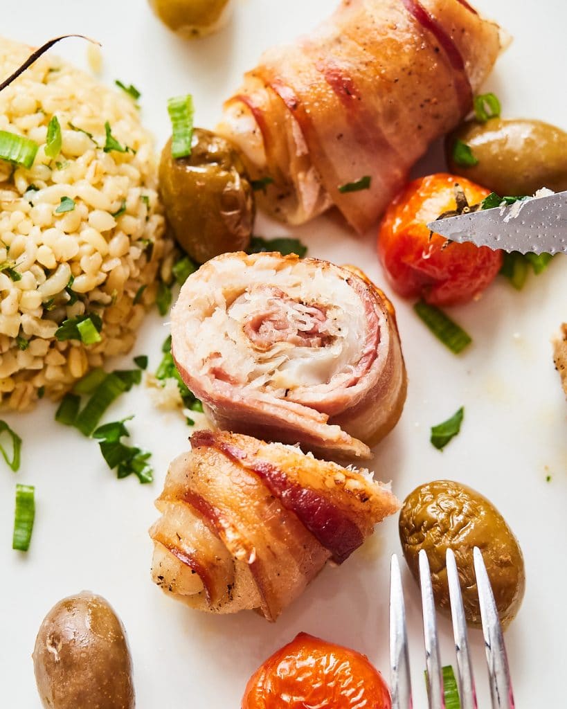 Cod & Bacon Wraps with Olives & Tomatoes - Delice Recipes