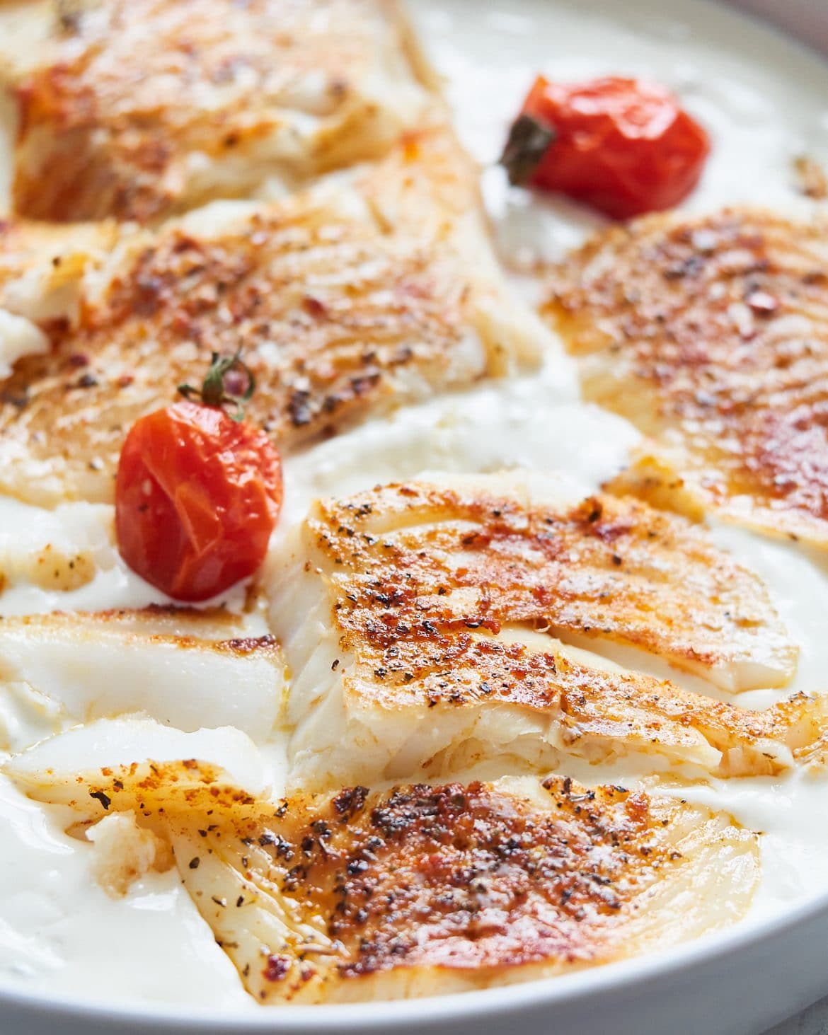 Baked Cod Fillet with Blue Cheese Sauce - Delice Recipes